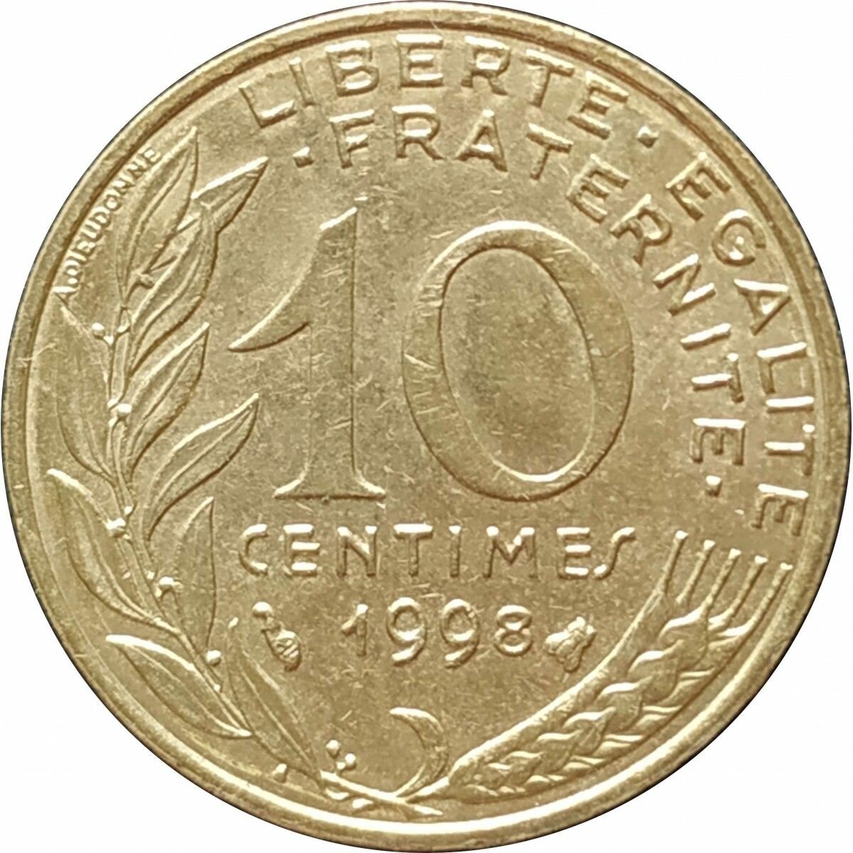 10 сантимов 1998 Франция из оборота
