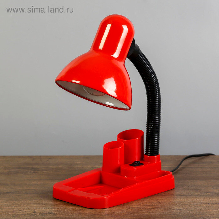 Лампа настольная RISALUX, для учебы, для офиса, Е27, 220В, с органайзером, цвет красный