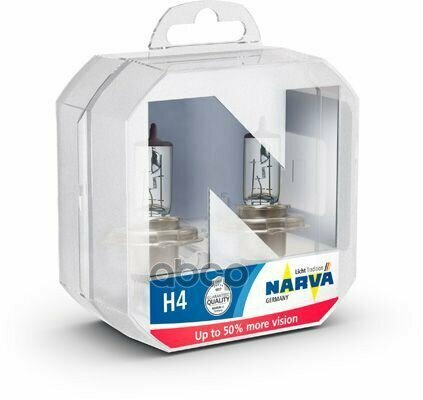 Лампа H4 Range Power 50+ 12V 60/55W P43t-38 NVA (упаковка Specials 2 шт) Narva арт. 488612100