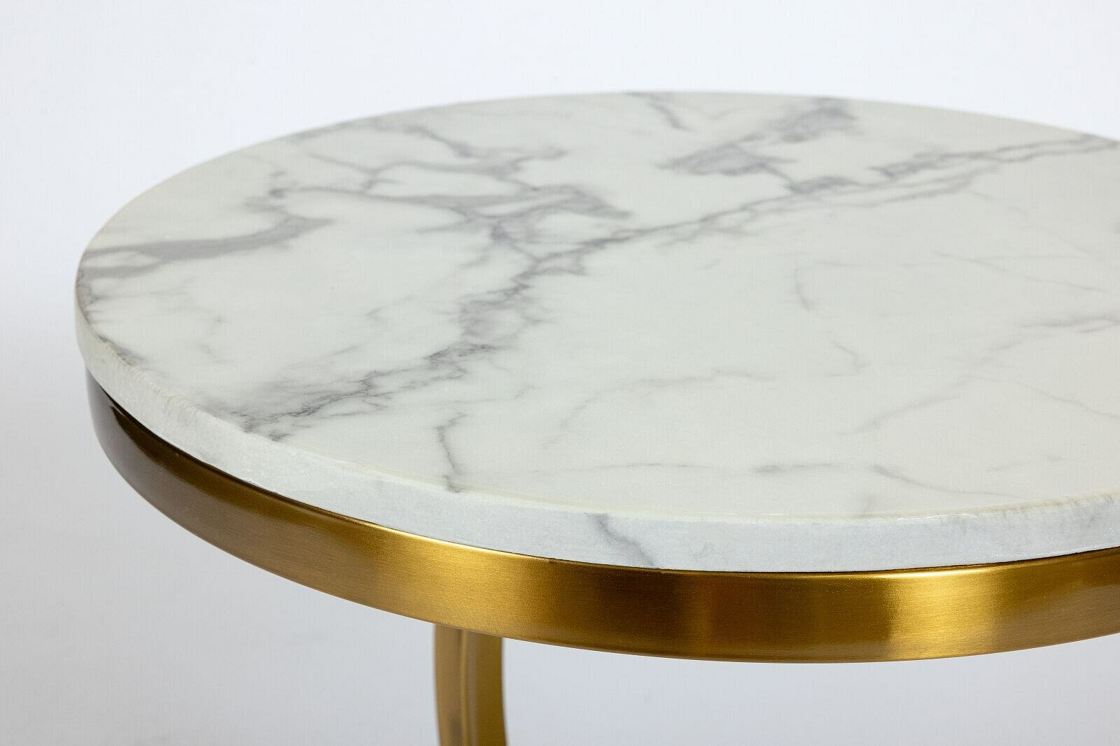 Приставной столик Double TableTop, Натуральный Мрамор, Белый, Золото — фото 1