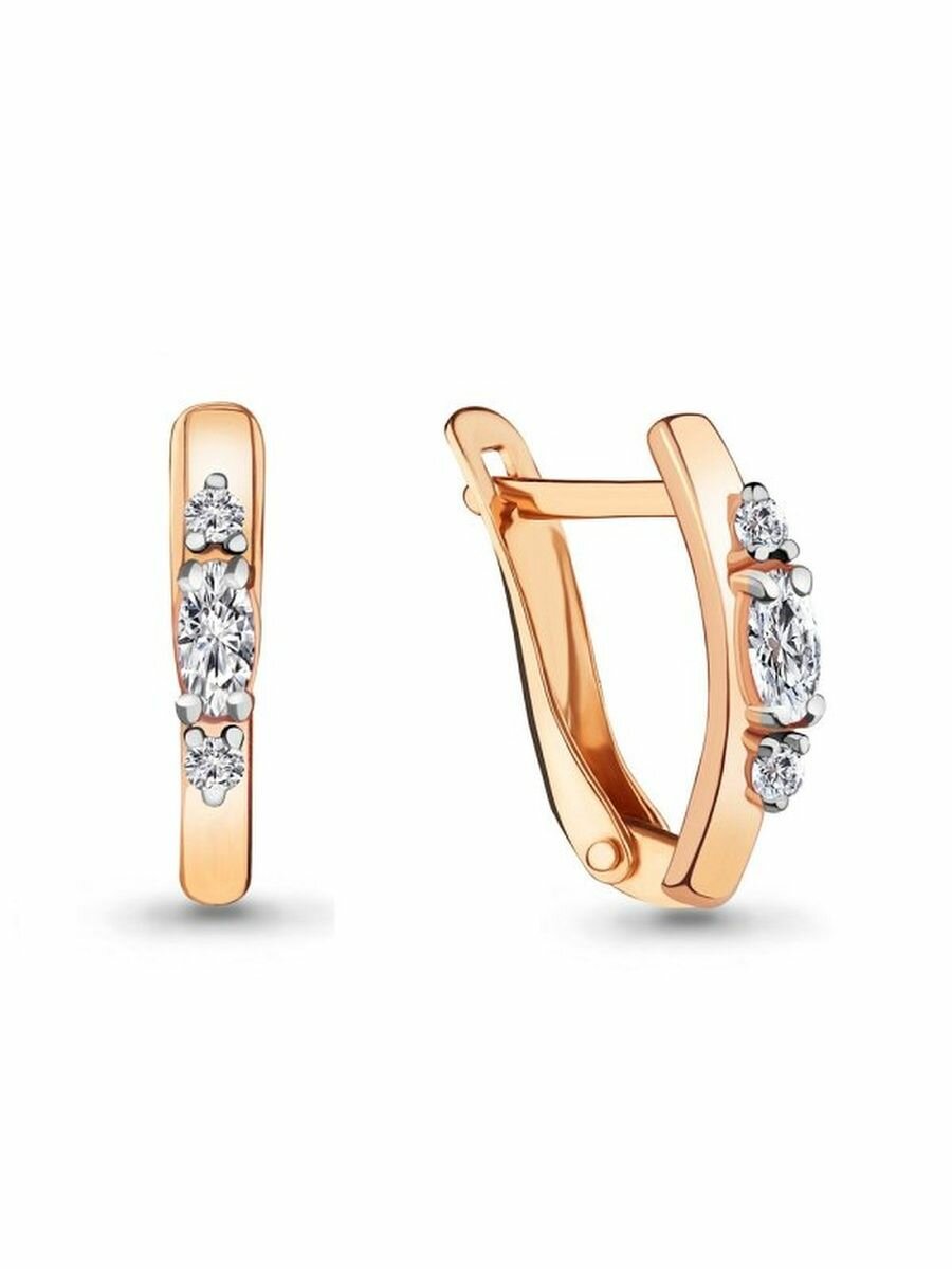 Серьги, красное золото, 375 проба, фианит