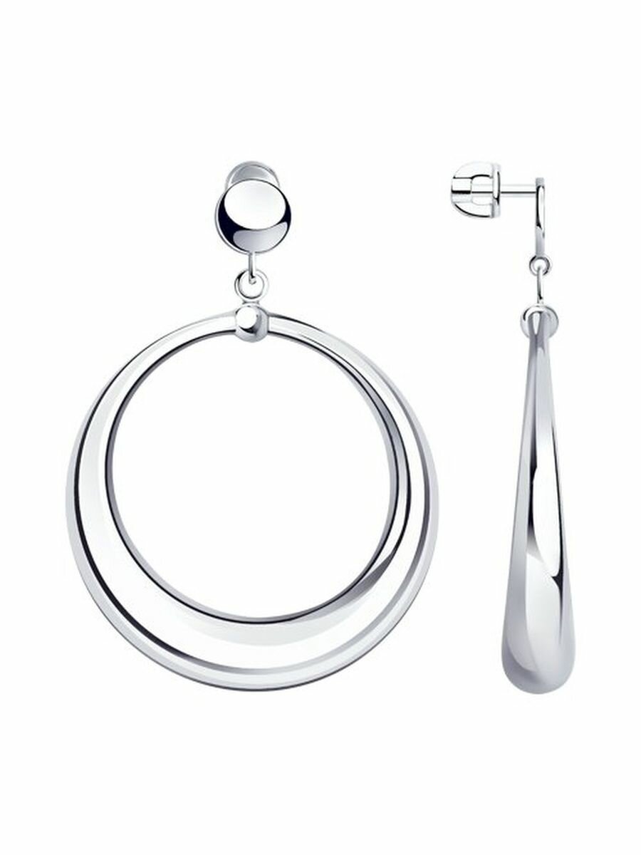 Серьги конго, серебро, 925 проба, родирование