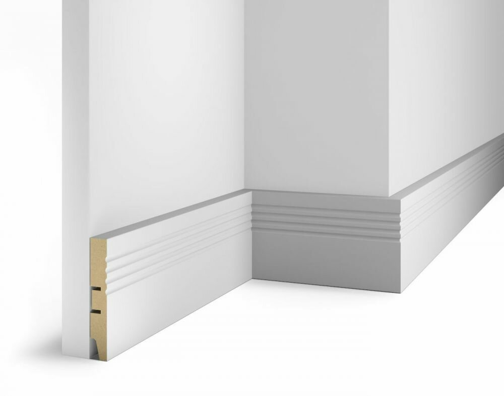 Плинтус МДФ под Покраску с Пазом Cosca AP08 Белый В100хШ16хД2400 мм / Коска.
