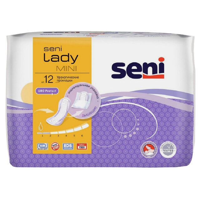 SENI Lady Mini урологические прокладки 12 шт для женщин, гигиенические изделия