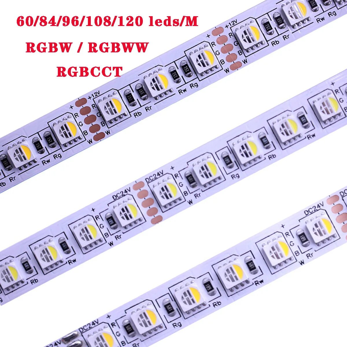 Светодиодная лента Taslauk RGBW/RGBWW 60/84/96/120/108 LED RGBW, 5M 24V 96LEDs, Waterproof IP65