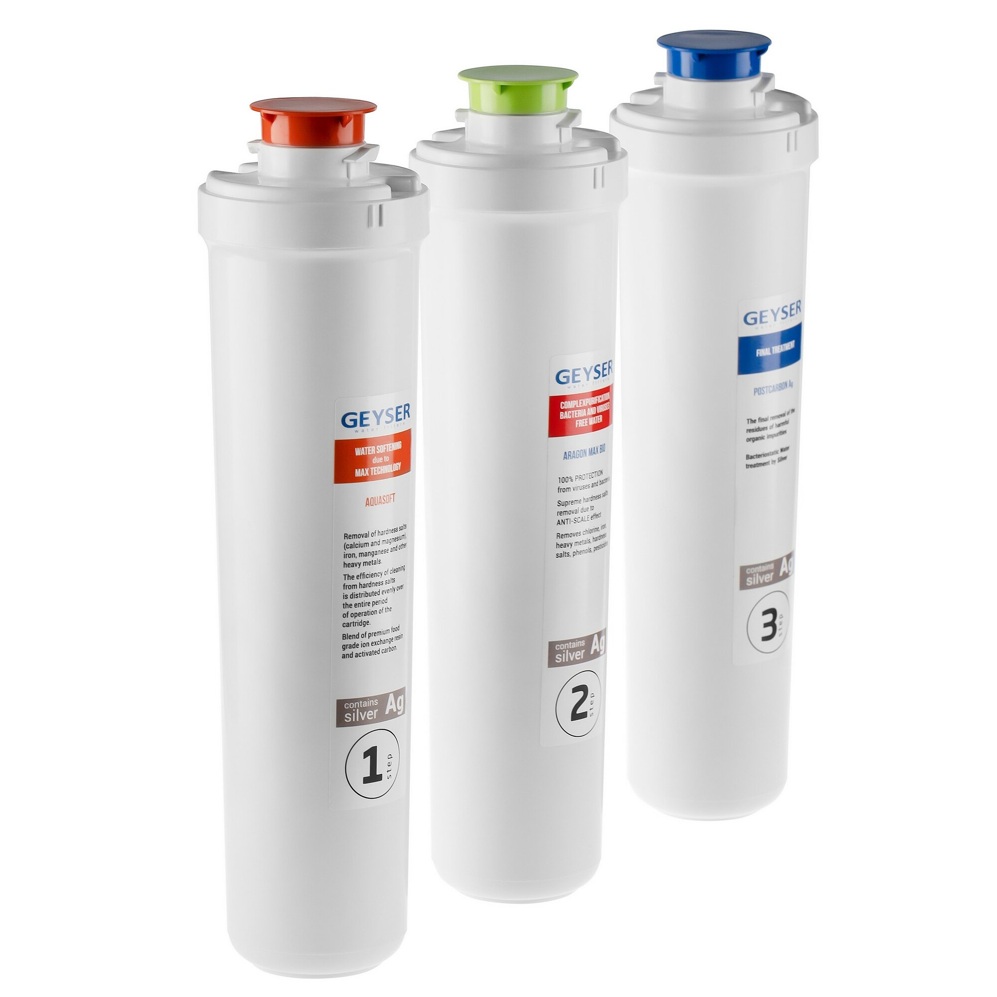 Комплект сменных картриджей для Гейзер Смарт Макс Био, 3 ступени очистки, 50108