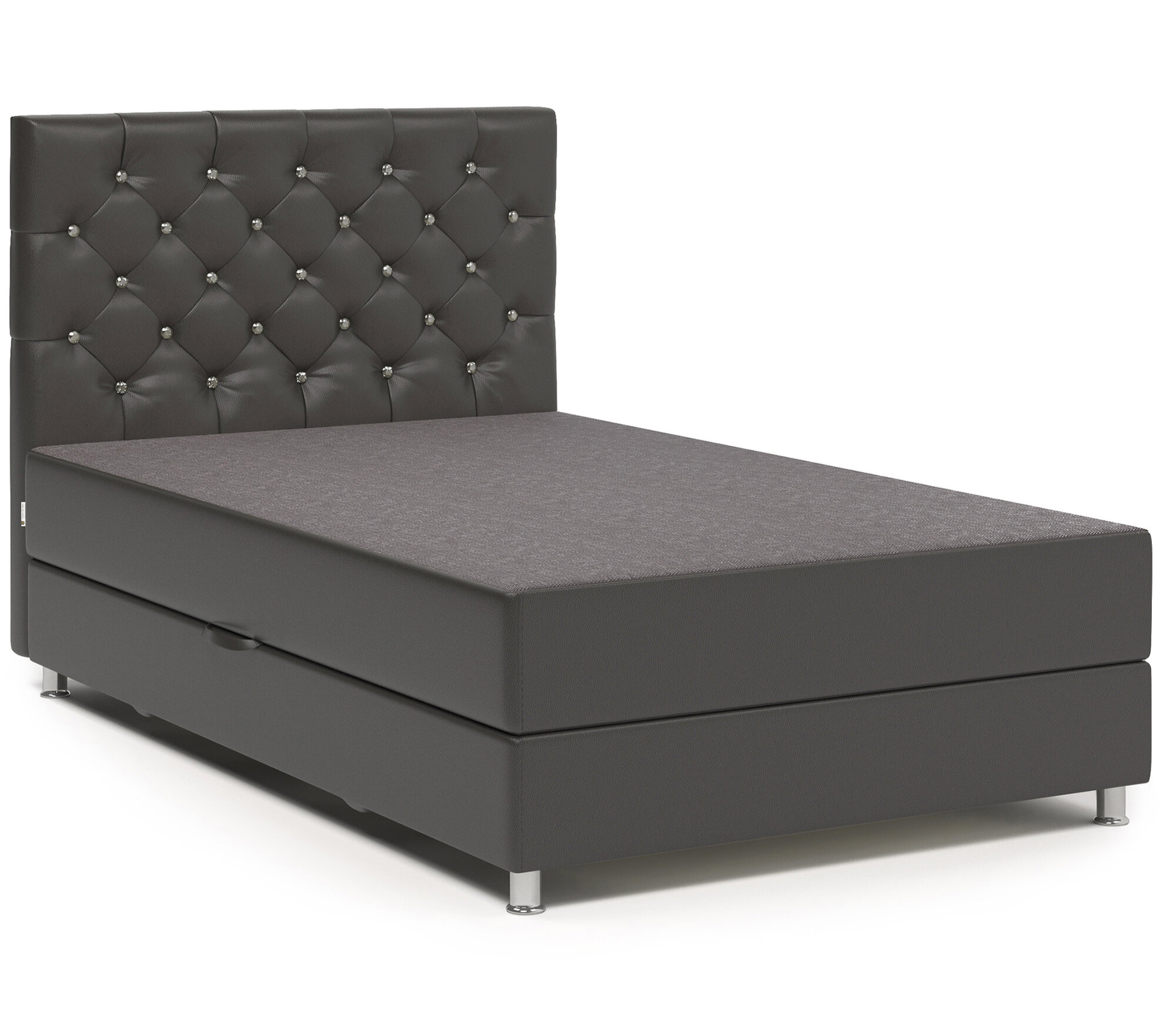 Кровать тахта Шармэль Люкс 160х198 см, рогожка латте и экокожа шоколад