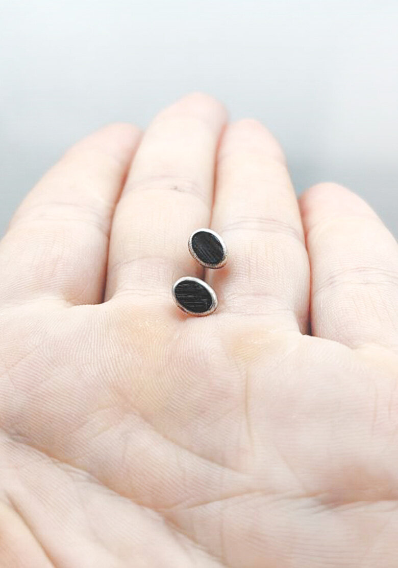 Комплект серег, турмалин черный