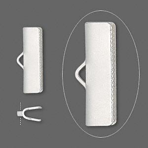 Концевики, 19х7мм (ширина 19мм), зажимы для ленты, гладкие, базовый материал - латунь, посеребренные, пара