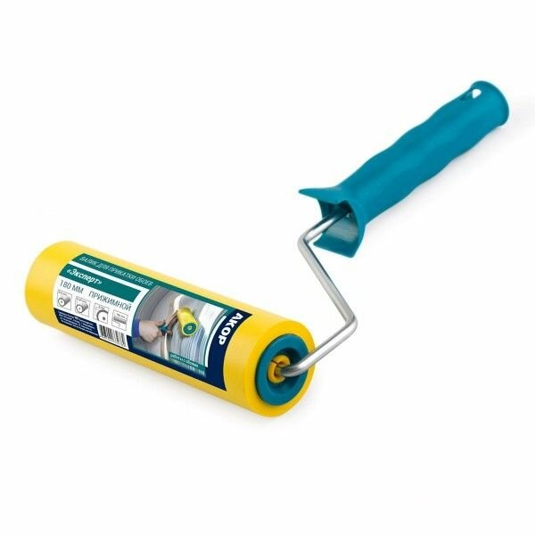 Валик для прикатки обоев прижимной "Эксперт" резиновый, ширина 18 см, бюгель d-6мм