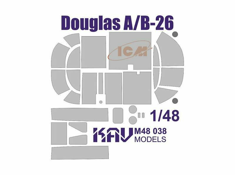 Окрасочная маска на самолет Douglas A/B-26, ICM. Масштаб 1:48