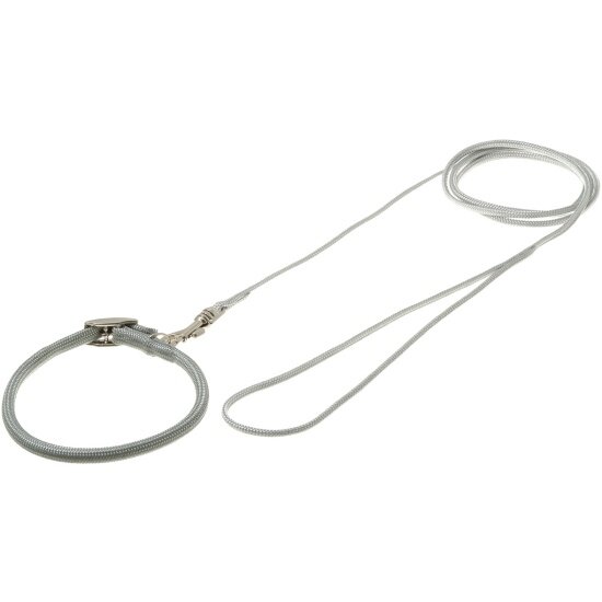 Комплект V.i.pet 6мм х 28см (21-24 см) круглый + поводок 3мм х 1,2м (серебристый) 78-2028