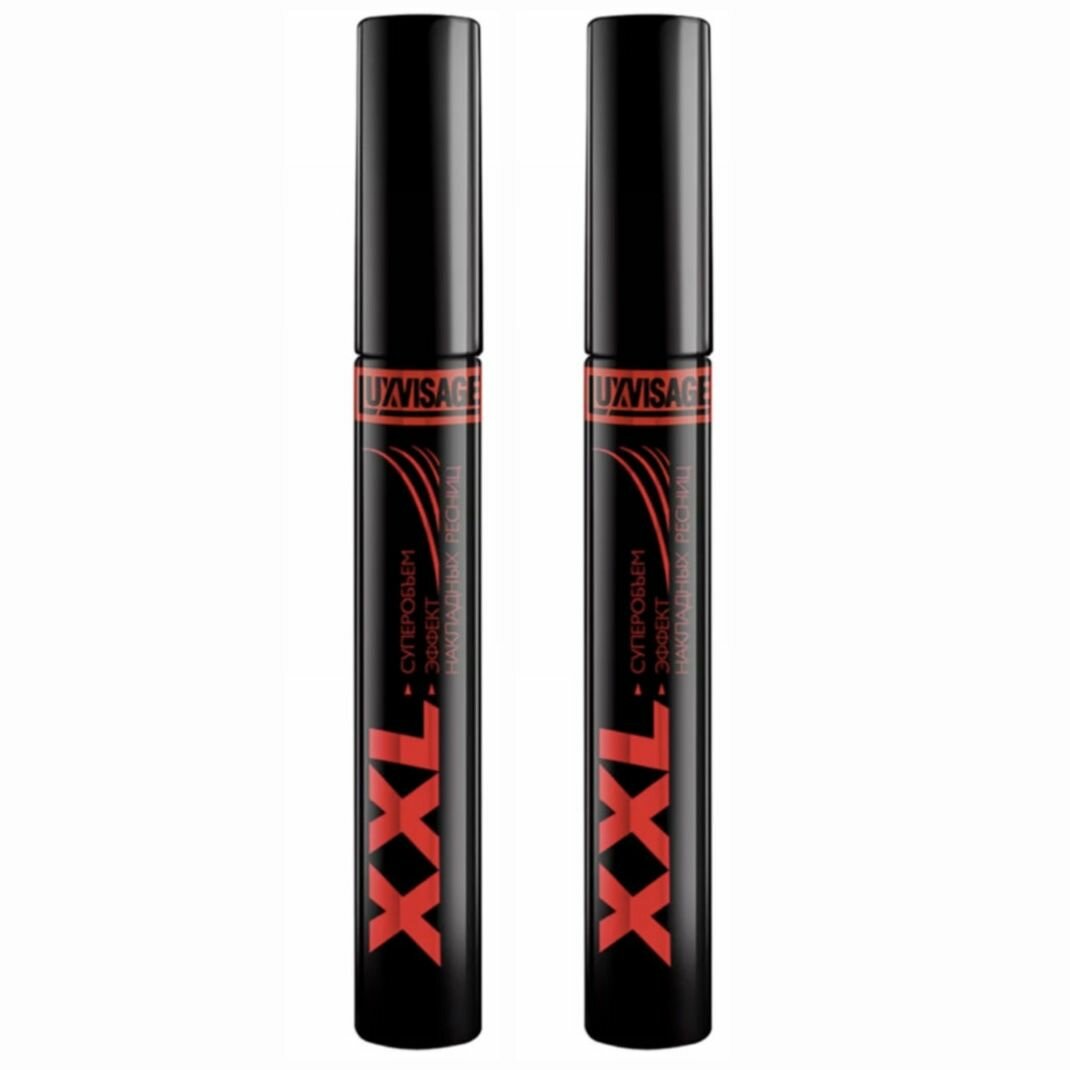 LUXVISAGE Люксвизаж Тушь для ресниц XXL супер объем, эффект накладных ресниц, 9 мл, 2 ШТ