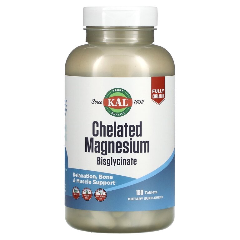 KAL Chelated Magnesium Bisglycinate (Хелатный бисглицинат магния) 180 таблеток