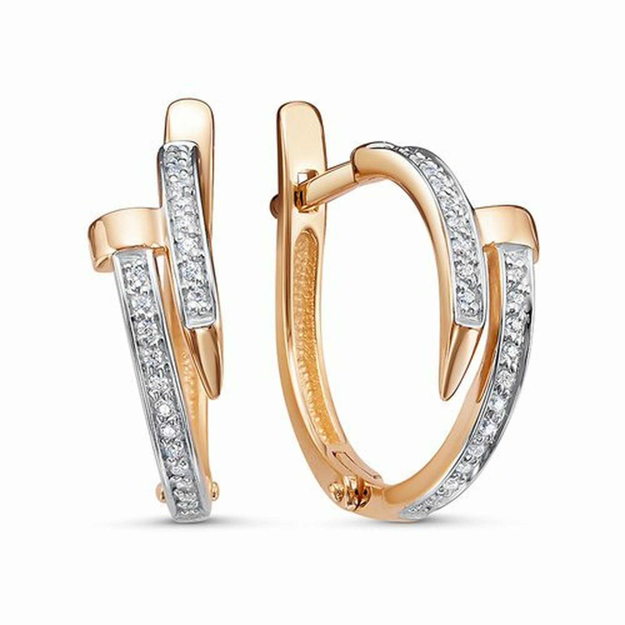 Серьги, красное золото, 585 проба, фианит