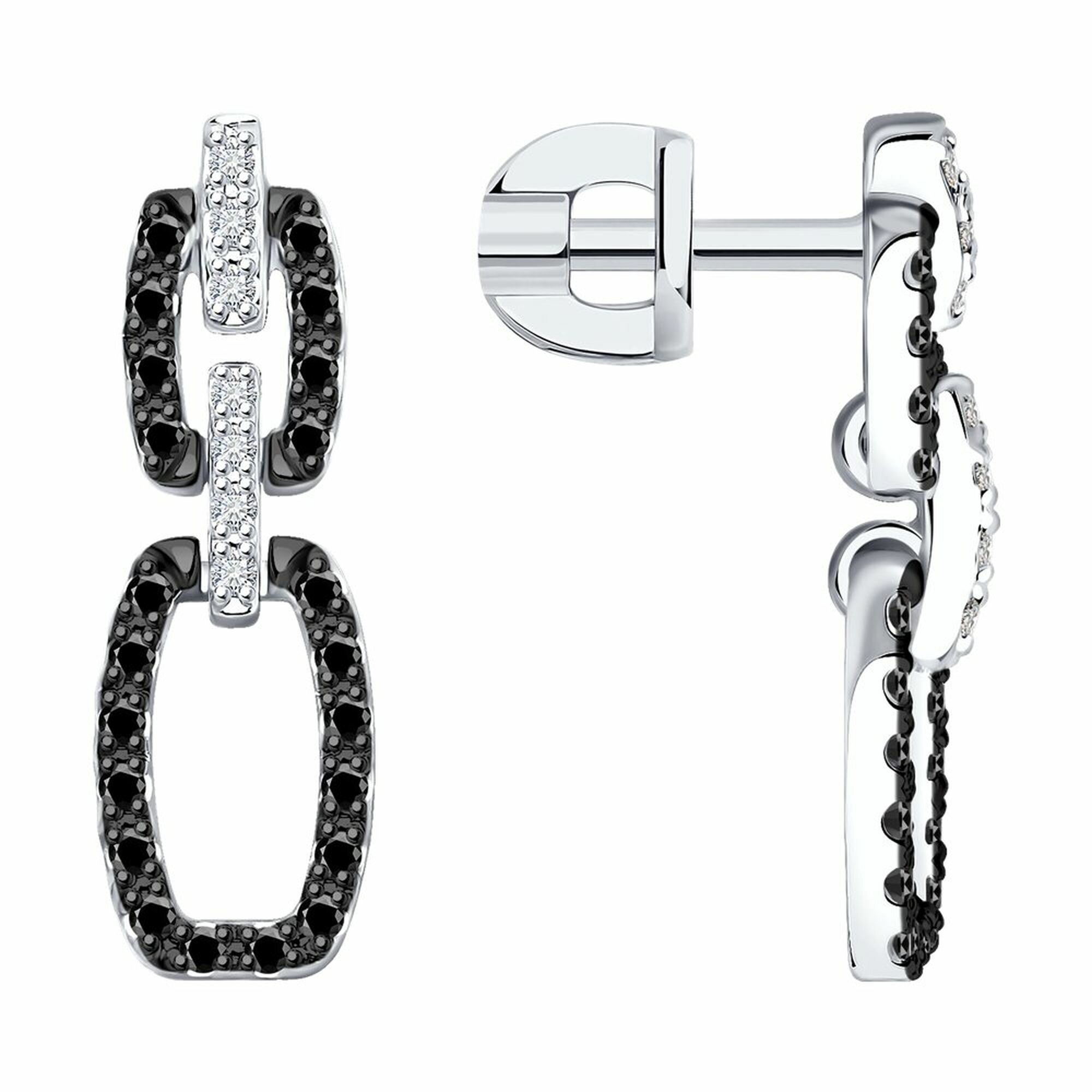 Серьги с подвесками, белое золото, 585 проба, бриллиант