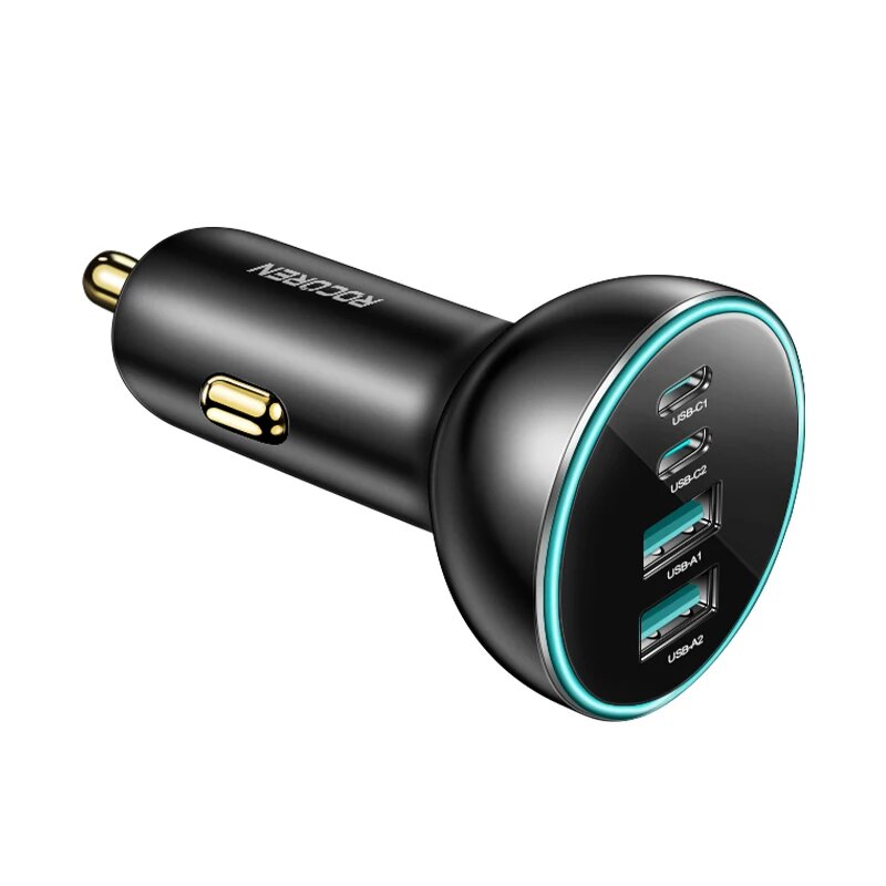 Автомобильное Зарядное Устройство Rocoren 70W 4-в-1 С USB Type-C, Сверхбыстрой Зарядкой QC4.0 PD3.0 Для iPhone 15, Xiaomi