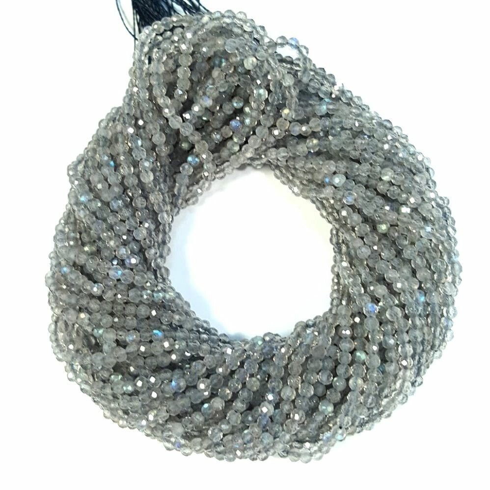 Бусины лабрадорит A граненый 2 - 2,3 мм (нить 39 см), Suntrim