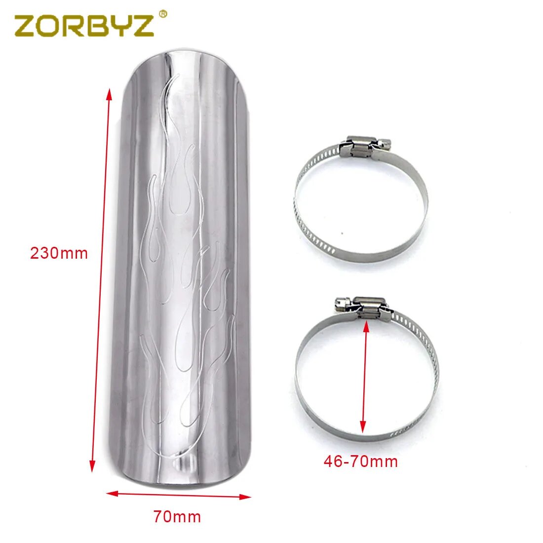 Черная/хромированная стальная труба глушителя выхлопной трубы ZORBYZ, тепловой щит, защита пятки, защита для мотоцикла Kawasaki Harley Suzuki Chrome