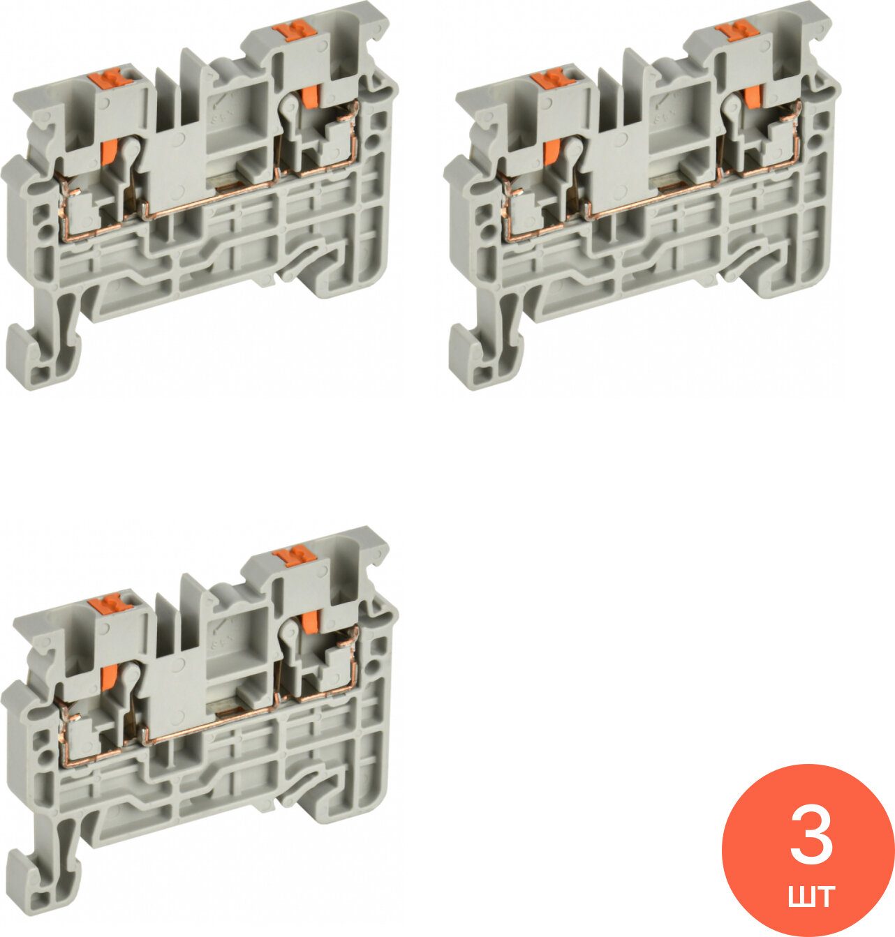 Клемма для проводов IEK / ИЭК CTS Push-In 2.5мм2 корпус огнеупорный пластик, серая, 49.7х5мм, 1шт. / зажим (комплект из 3 шт)