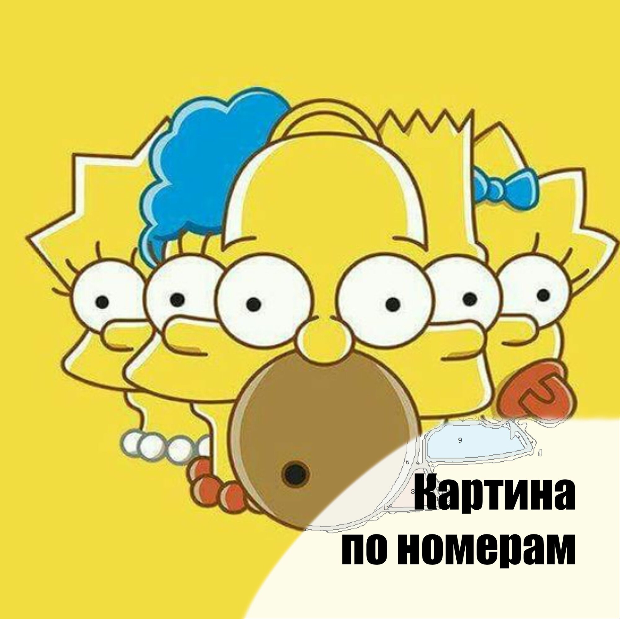 Картина по номерам на дереве 23х23 см - Симпсоны