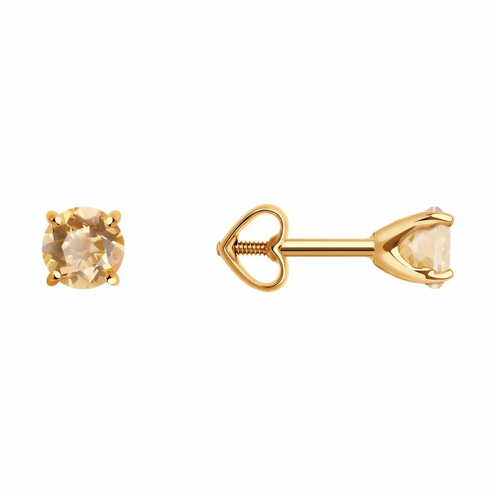 Серьги, красное золото, 585 проба, топаз