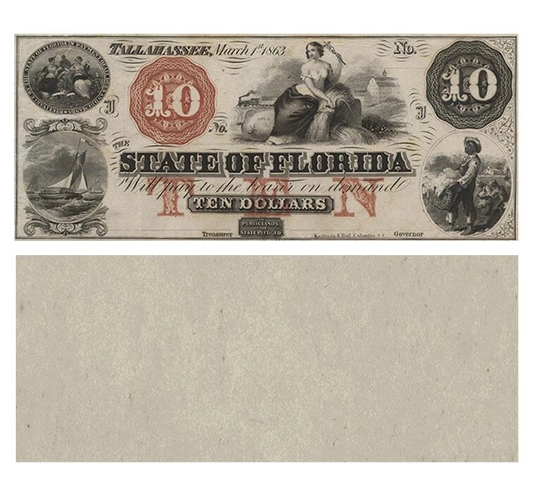 10 долларов 1863 США, штат Флорида, сувенирная копия, банкноты и купюры редкие коллекционные