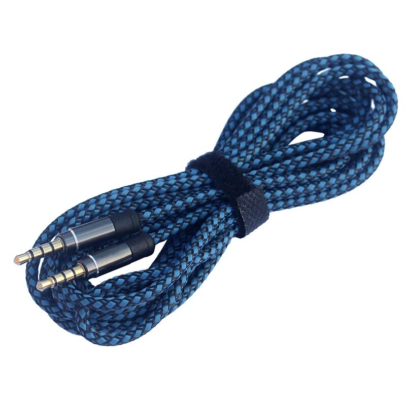 Аудиокабель AUX 3.5 мм 4 полюса 3 м Blue cover, 1,5 м