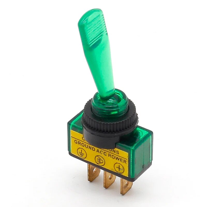 Автомобильный тумблер ELEABC 3-контактный 12В 20А Green