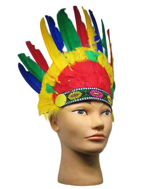 Перья индейца разноцветные (перья, картон, резинка) 2630, размер 25*32 см