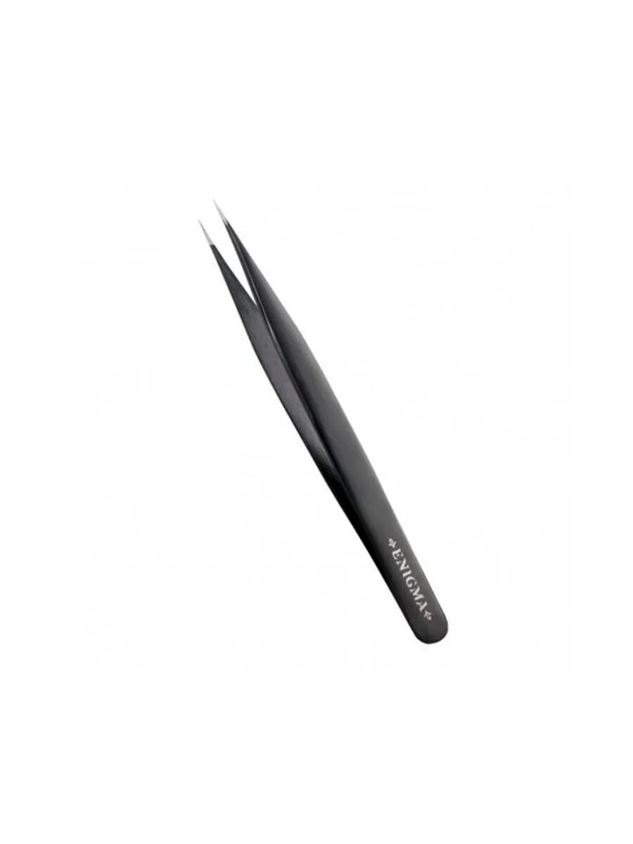 Пинцет для ресниц ENIGMA Extra Sharp, для наращивания, из немецкой стали, прямой, черный