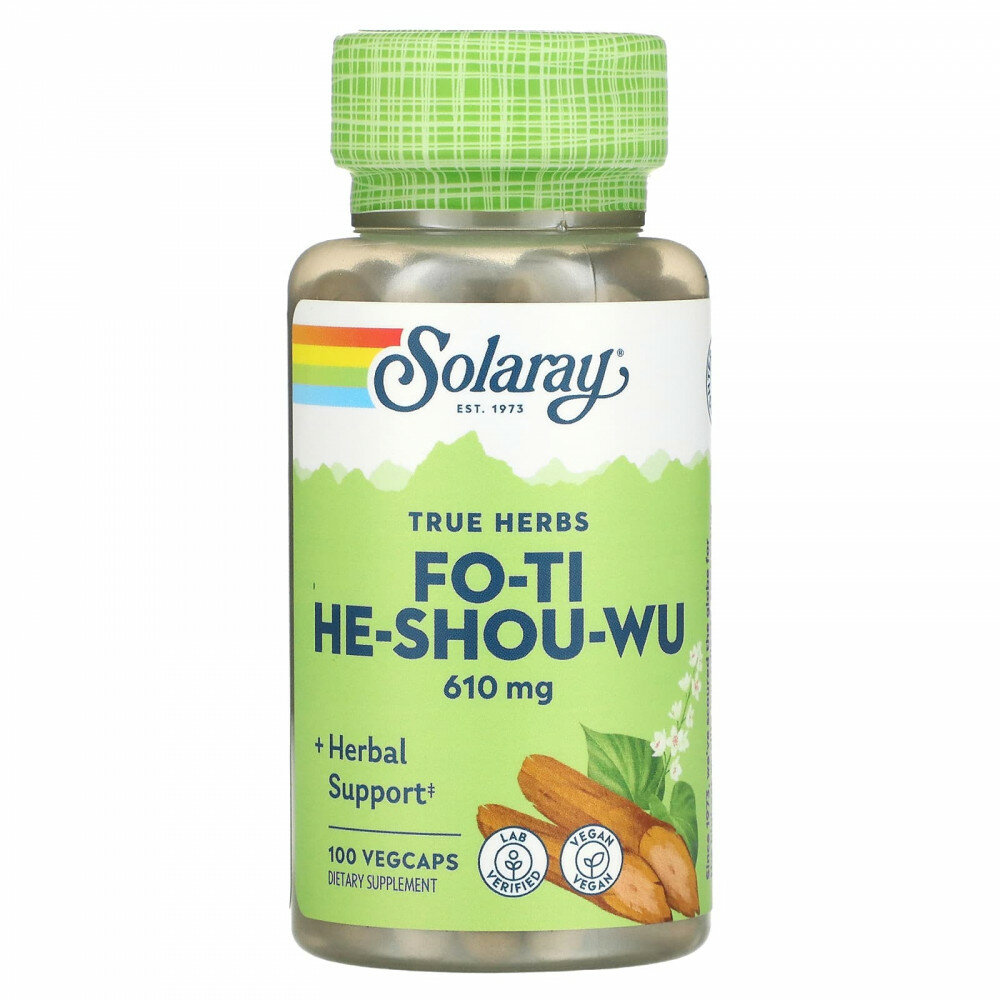 Solaray, True Herbs, Fo-Ti He-Shou-Wu, 610 мг, 100 растительных капсул