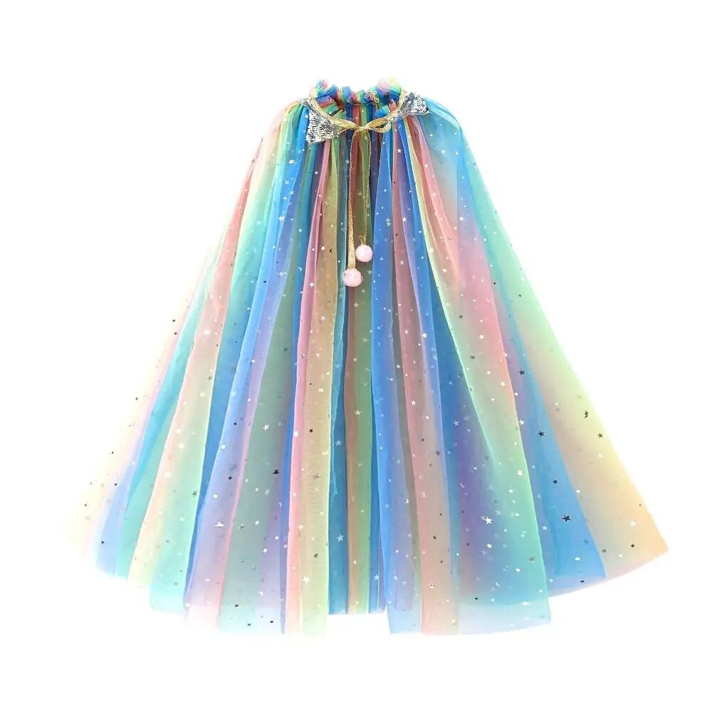 Накидка принцессы, радужный тюль, детский, multicolor