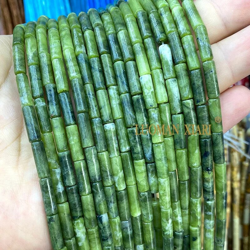 Бусины из ювелирного камня, 4x13 мм, 27-28 шт, цвет: Southern jade