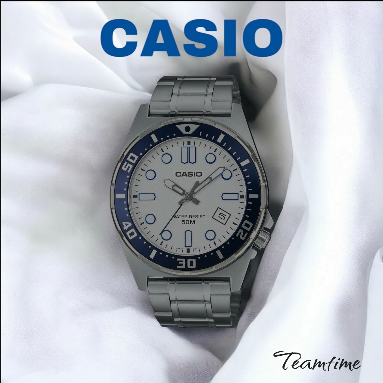 Наручные часы CASIO, синий, серебряный — фото 1