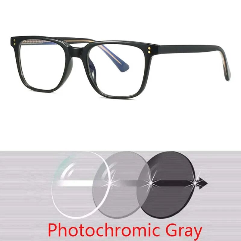 Фотохромные очки BINSYSU TR90 для близорукости black frame gray, Серый, Myopia -150