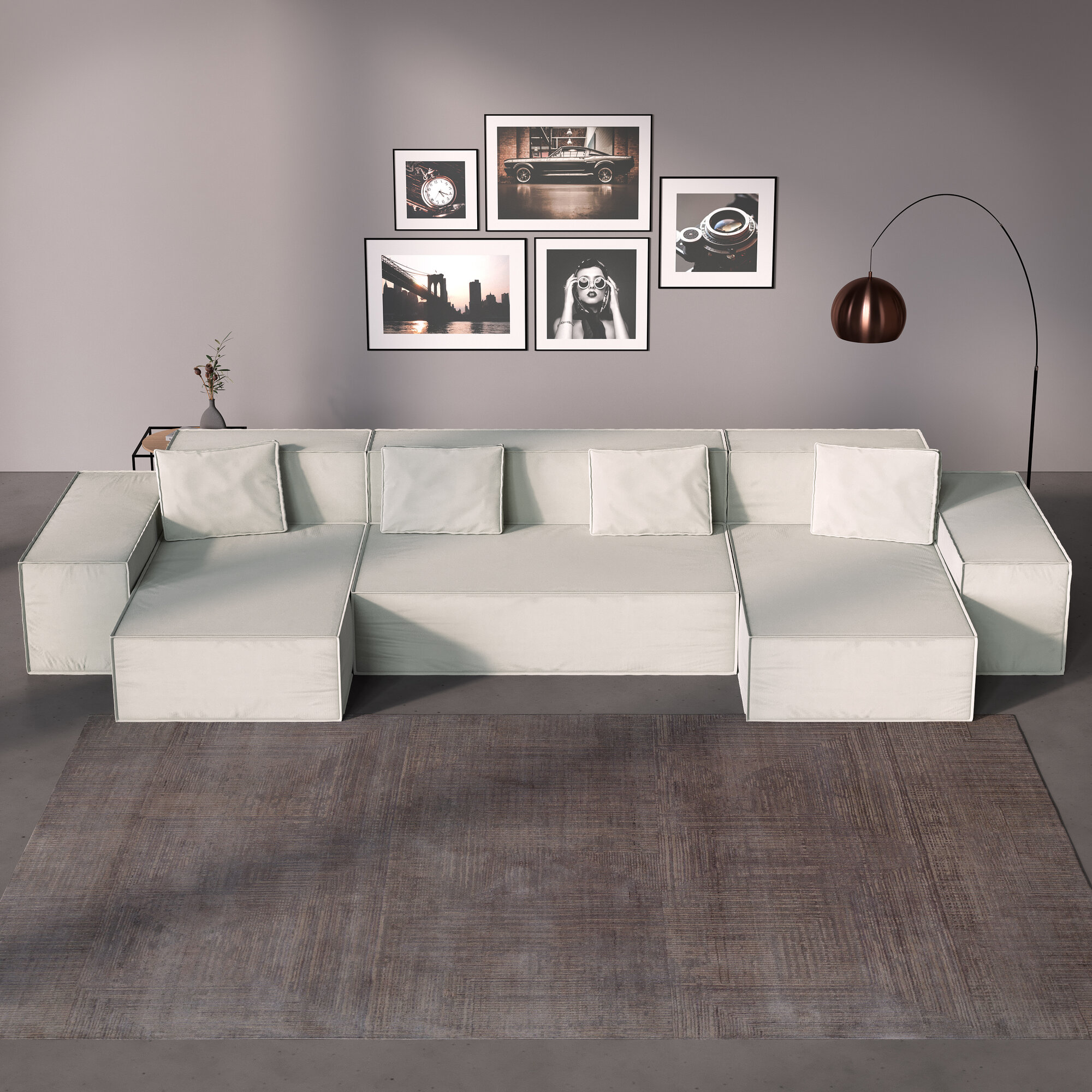 Диван модульный Salon Tron MONO, антивандальная велюровая обивка, 430х175х70 см