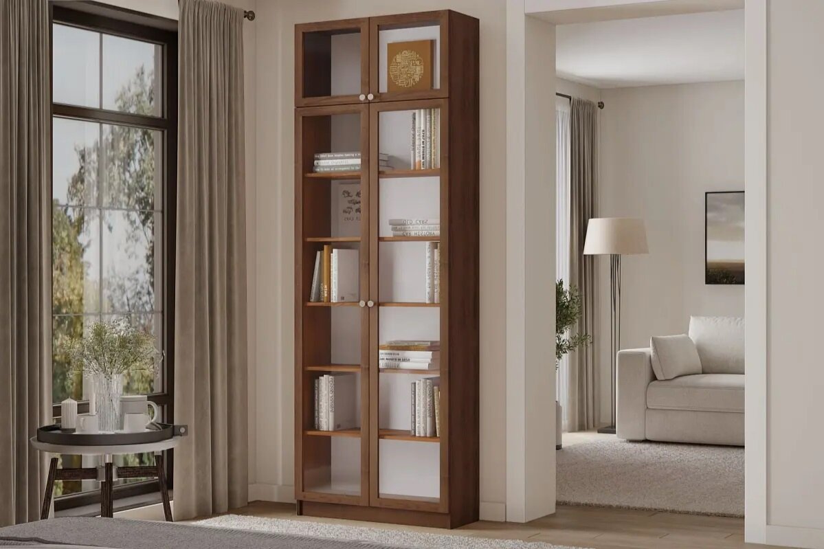 Стеллаж Билли 37 Орех Экко 9459 NEW 80x30x237 см, коричнево-красный GOODFORM