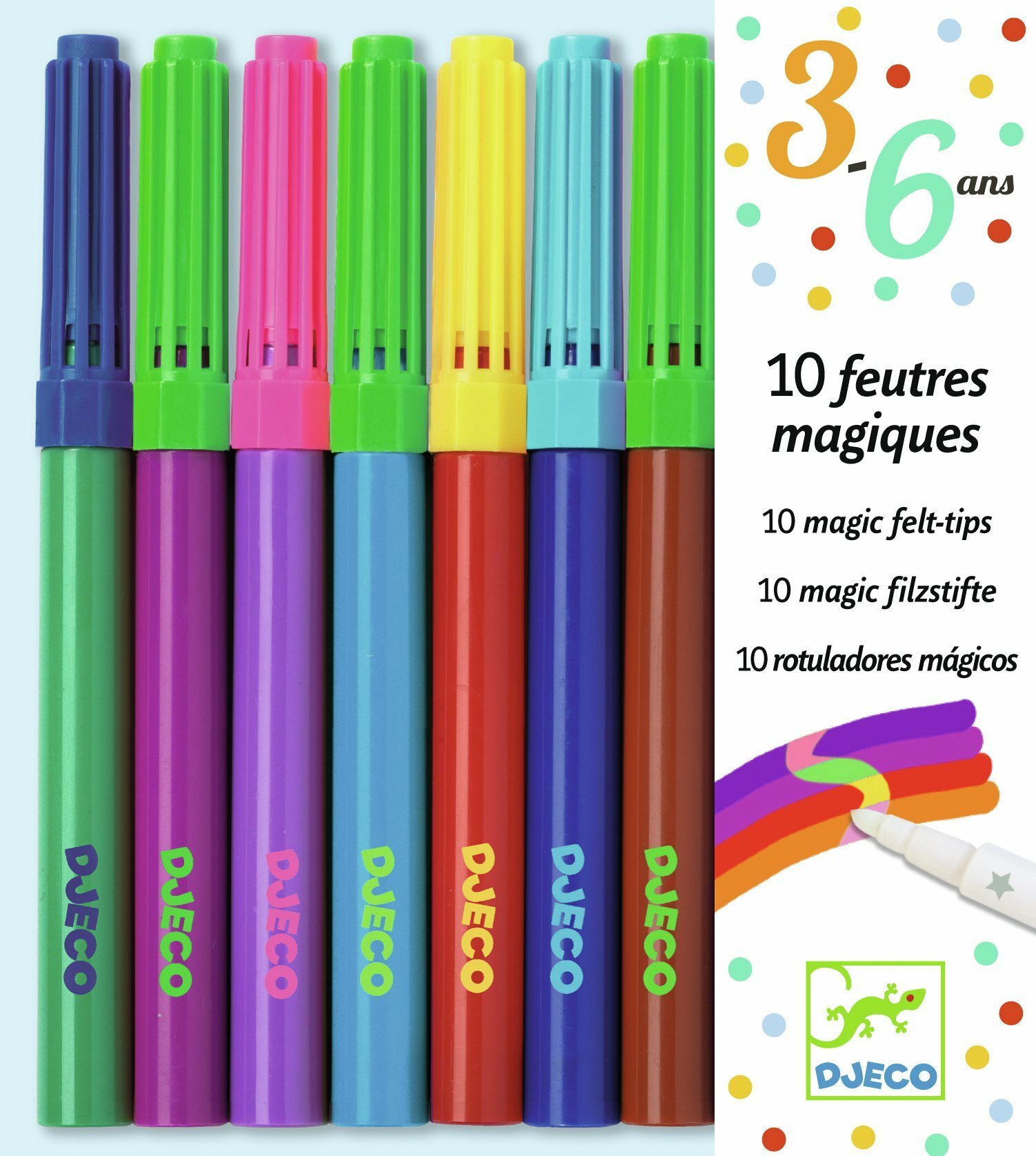 Волшебные фломастеры Djeco, набор 10 штук, меняют цвет, 08827