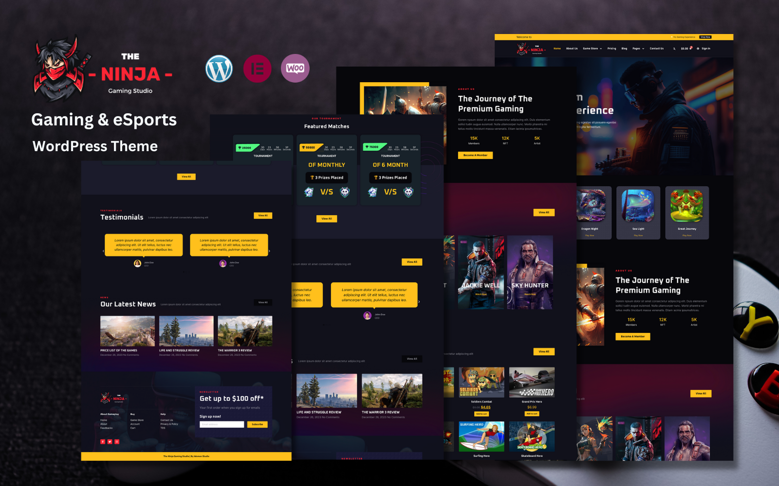 Подарочный сертификат на Шаблон для сайта Вордпресс с демоконтентом The Ninja Gaming - Gaming & eSports Theme WordPress Theme
