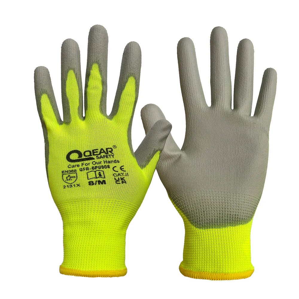 Перчатки защитные QEAR SAFETY желтые, размер S, 12 пар