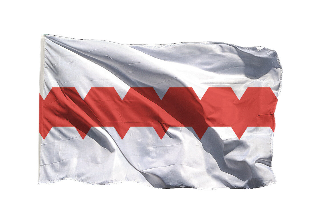 Флаг Омска на шёлке, 70х105 см - для ручного древка