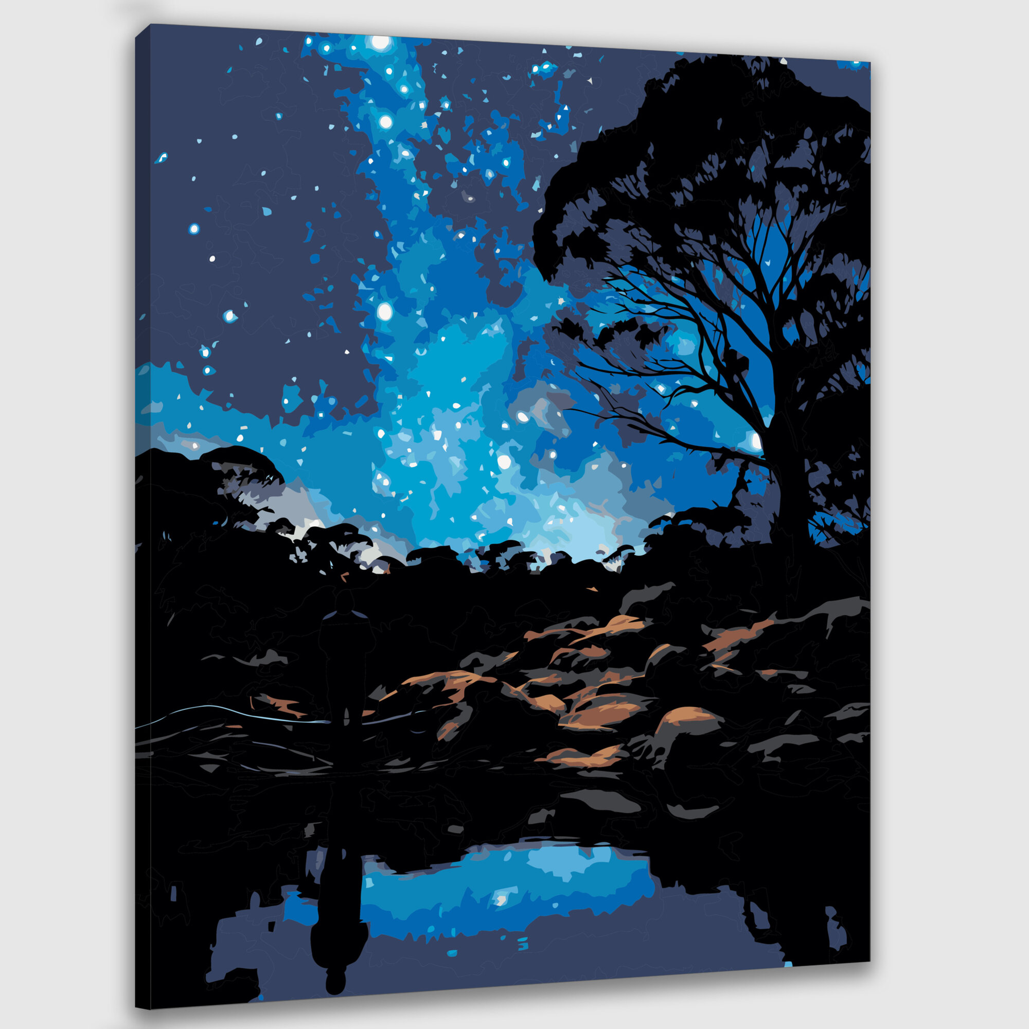 Картина по номерам 40x50 см, фотография, зодиакальные созвездия, звездное ночное небо, яркое сияние, мерцающие звезды