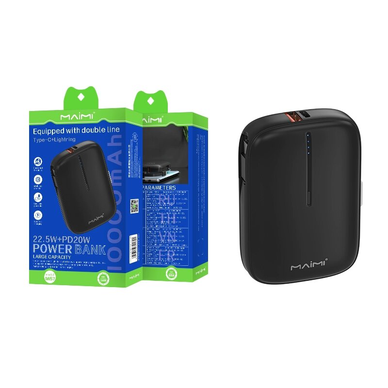 Maimi Mi57 поставляется с двойным интеллектуальным банком Power Bank 10000MAH, совместимым с двусторонней быстрой зарядкой PD Mobile Power Wholesale