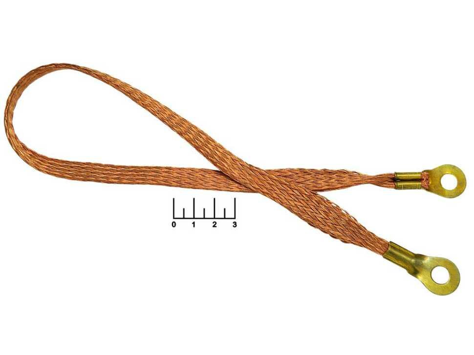 Провод массы с клеммами кольцевыми 8мм медь (плетенка) gold 50см