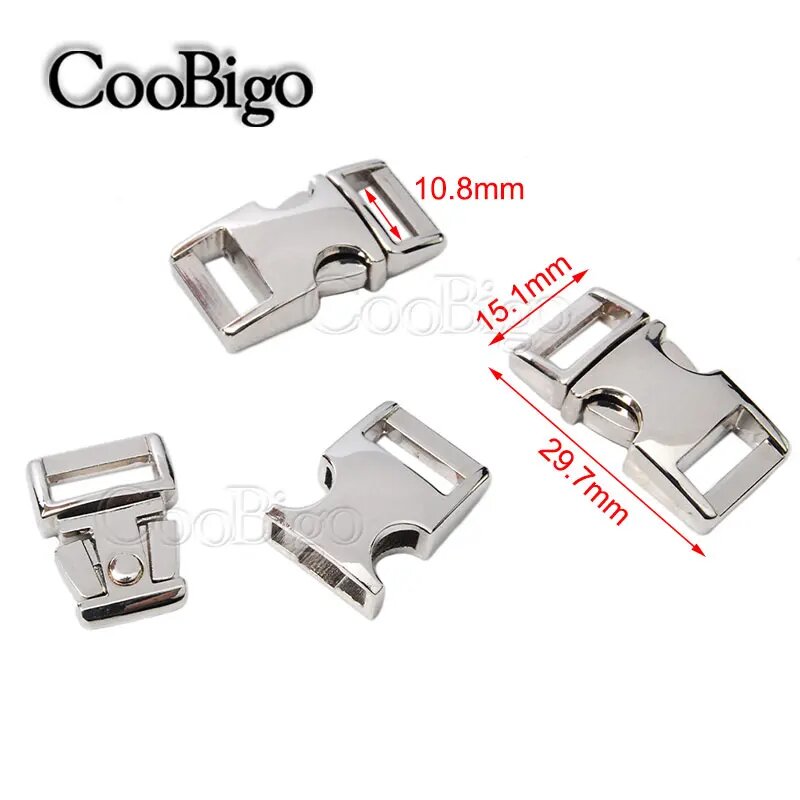 5 шт, металлические пряжки CooBigo 3/8", 10 мм Silver