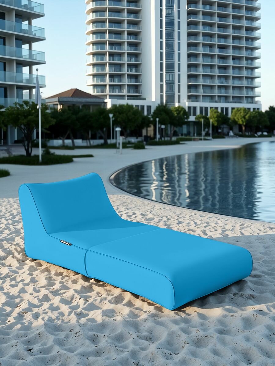 Мягкий шезлонг трансформер Conversion Lounger - Azurri Blue (олефин, голубой) - садовая лаунж мебель для отдыха на даче