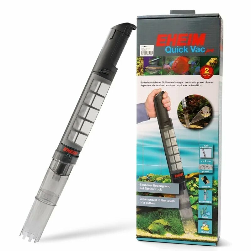 EHEIM Quick Vacpro- автоматический сифон для чистки аквариума без подмены воды на батарейках (входят в комплект)
