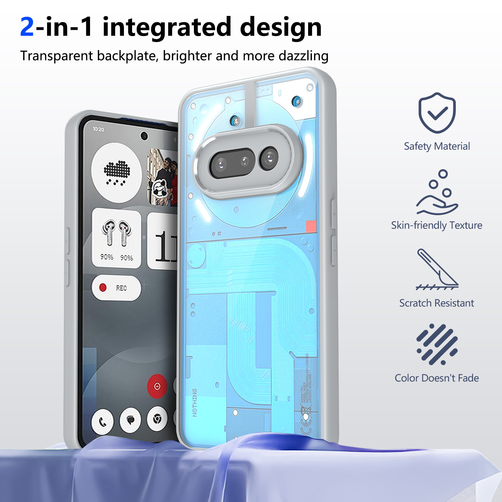 Чехол для Nothing Phone 3a / Нотинг Фон 3a, глянцевая поверхность, пластик, защита камеры, ударопрочный, Nothing, Nothing Phone 3a, чехол-кардиомонитор, gray
