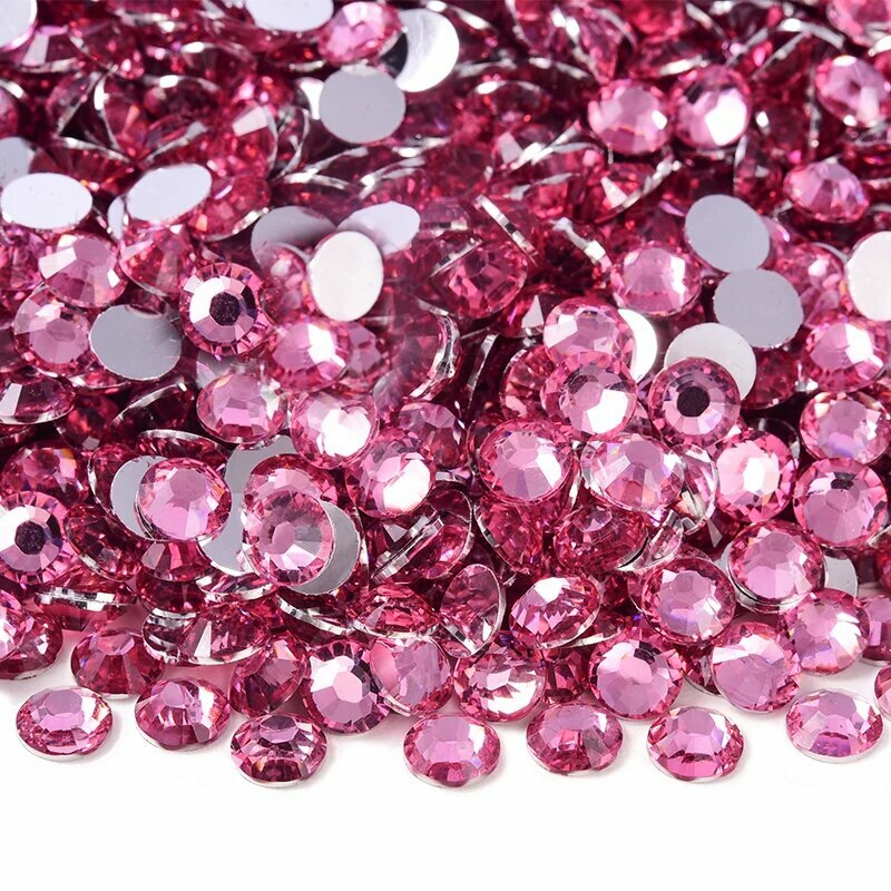 2mm-6mm Round Non Hotfix Glitter Bling Manicure Strass Silver Flatback Resin Rhinestones Glue On Beads Nailart Nail Gems Diy